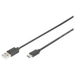 Digitus USB-Kabel USB 2.0 USB-C&reg; Stecker, USB-A Stecker 1.00 m Schwarz Flexibel AK-300154-010-S