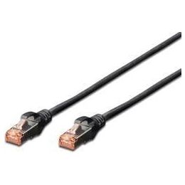 Digitus DK-1644-005/BL RJ45 Netzwerkkabel, Patchkabel CAT 6 S/FTP 0.50 m Schwarz Folienschirm, Gesamtschirm, Geschirmt, Halogenfrei, Simplex, doppelt