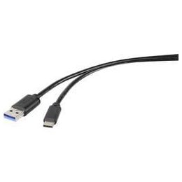 Renkforce USB-Kabel USB 3.2 Gen1 USB-A Stecker, USB-C&reg; Stecker 0.15 m Schwarz RF-4536470
