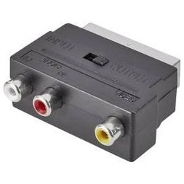 SpeaKa Professional SP-7870340 Cinch / SCART Adapter [3x Cinch-Buchse - 1x SCART-Stecker] Schwarz mit Umschalter