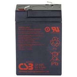 CSB Battery GP 645 Standby USV GP645F1 Bleiakku 6 V 4.5 Ah Blei-Vlies (AGM) (B x H x T) 70 x 107 x 48 mm Flachstecker 4.8 mm Wartungsfrei, Geringe