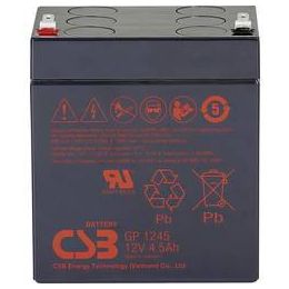 CSB Battery GP 1245 Standby USV GP1245F1 Bleiakku 12 V 4.5 Ah Blei-Vlies (AGM) (B x H x T) 93 x 108 x 70 mm Flachstecker 4.8 mm, Flachstecker 6.35 mm