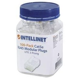 Intellinet Kabel Intellinet 100er-Pack Cat5e RJ45-Modularstecker UTP 3-Punkt-Aderkontaktierung f&uuml;r Massivdraht 100 Stecker pro Becher 502399 Crimpkontakt