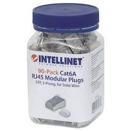 Intellinet Intellinet 90er-Pack Cat6A RJ45-Modularstecker STP 3-Punkt-Aderkontaktierung f&uuml;r Massivdraht 90 Stecker im Becher 790680 Crimpkontakt Polzahl