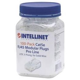 Intellinet Kabel Intellinet 100er-Pack Cat5e RJ45-Modularstecker Pro Line UTP 3-Punkt-Aderkontaktierung f&uuml;r Massivdraht 100 Stecker im Becher 50 &micro; vergoldete