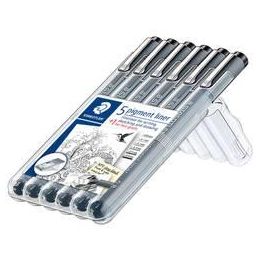 Staedtler pigment liner 5+1 Set 308 SB6P Fineliner Schwarz 0.05 mm, 0.1 mm, 0.2 mm, 0.3 mm, 0.5 mm, 0.8 mm 6 St.