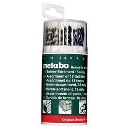 Metabo 627190000 18teilig Universal-Bohrersortiment Metall, Stein, Beton, Mauerwerk, Ziegel, Holz 3 mm, 4 mm, 5 mm, 6 mm, 8 mm, 10 mm