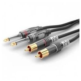 Sommer Cable HBA-62C2-0030 Klinke / Cinch Audio Anschlusskabel [2x Klinkenstecker 6.3 mm (mono) - 2x Cinch-Stecker] 0.30 m Schwarz