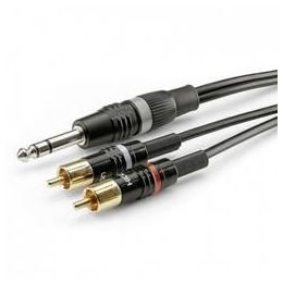 Sommer Cable HBP-6SC2-0150 Klinke / Cinch Audio Anschlusskabel [2x Cinch-Stecker - 1x Klinkenstecker 6.3 mm (stereo)] 1.50 m Schwarz