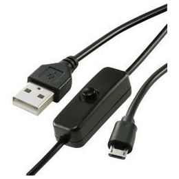 Renkforce Strom-Kabel Raspberry Pi&reg;, BBC micro:bit [1x USB 2.0 Stecker A - 1x USB 2.0 Stecker Micro-B] 1.00 m Schwarz inkl. Ein/Aus-Schalter