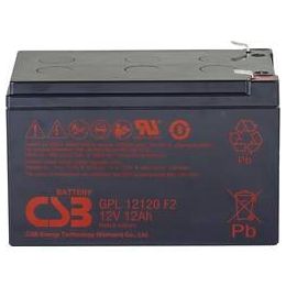 CSB Battery GPL 12120 GPL12120F2 Bleiakku 12 V 12 Ah Blei-Vlies (AGM) (B x H x T) 151 x 100 x 98 mm Flachstecker 6.35 mm Wartungsfrei, Geringe Selbstentladung