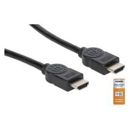 Manhattan HDMI Anschlusskabel HDMI-A Stecker, HDMI-A Stecker 1.00 m Schwarz 354837 4K UHD, Audio Return Channel, vergoldete Steckkontakte HDMI-Kabel
