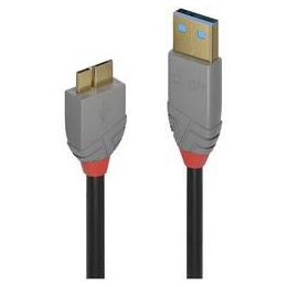 LINDY USB-Kabel USB 3.2 Gen1 USB-A Stecker, USB-Micro-B 3.0 Stecker 3.00 m Schwarz 36768