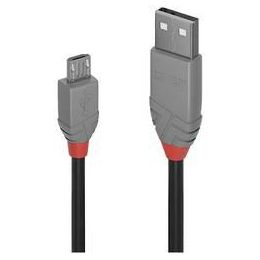 LINDY USB-Kabel USB 2.0 USB-A Stecker, USB-Micro-B Stecker 2.00 m Schwarz, Grau 36733