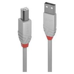 LINDY USB-Kabel USB 2.0 USB-A Stecker, USB-B Stecker 0.50 m Grau 36681