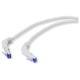 Renkforce RF-4892468 RJ45 Netzwerkkabel, Patchkabel CAT 6a S/FTP 0.15 m Grau 90&deg; nach unten gewinkelt 1 St.