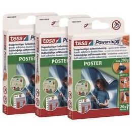 tesa POWERSTRIPS&reg; Poster Doppelseitiger Klebestreifen Wei&szlig; Inhalt: 60 St.
