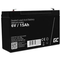 Green Cell Green Cell - Alarmsystem-Batterie - Bleis&auml;ure AGM40 Bleiakku 6 V 15 Ah Blei-Vlies (AGM) (B x H x T) 151 x 100 x 94 mm Flachstecker 6.35 mm