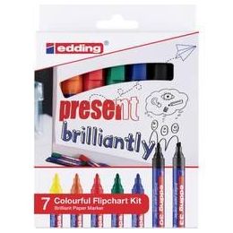 Edding 4-3033-7 Flipchartmarker Colourful 1.5 - 3 mm Schwarz, Gelb, Orange, Rot, Gr&uuml;n, Blau 1 Set
