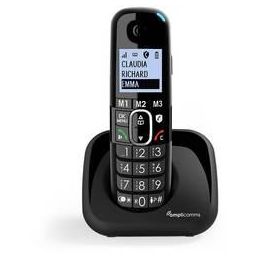 Amplicomms BigTel 1500 DECT-Mobilteil Freisprechen, f&uuml;r H&ouml;rger&auml;te kompatibel, Wahlwiederholung LED-Display Schwarz
