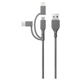 GP USB-Ladekabel USB 2.0 USB-A Stecker, Apple Lightning Stecker, USB-Micro-B Stecker, USB-C&reg; Stecker 1.00 m Grau GPCBCY1NGYUSB313
