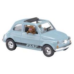 Busch 48735 H0 PKW Modell Fiat 500 mit Fahrer und Hund