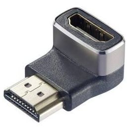 SpeaKa Professional SP-11306836 HDMI Adapter [1x HDMI-Stecker - 1x HDMI-Buchse] Schwarz, Silber UHD 8K @ 60 Hz, UHD 4K @ 120 Hz 90&deg; nach unten gewinkelt