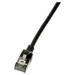 LogiLink CQ9033S RJ45 Netzwerkkabel, Patchkabel CAT 6a U/FTP 1.00 m Schwarz extrem d&uuml;nn, Flammwidrig, Flexibel, Folienschirm, Halogenfrei, mit Rastnasenschutz,