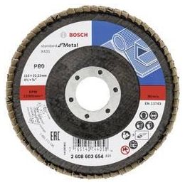 Bosch Accessories 2608603654 X431 F&auml;cherschleifscheibe Durchmesser 115 mm Bohrungs-&Oslash; 22.33 mm K&ouml;rnung (num) 80 Stahl 1 St.