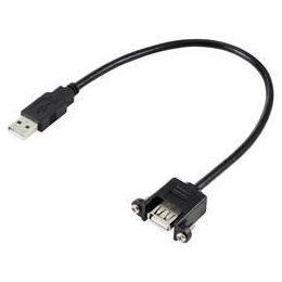 Renkforce USB-Kabel USB 2.0 USB-A Stecker, USB-A Buchse 0.25 m Schwarz f&uuml;r Einbau, schraubbar RF-5720402