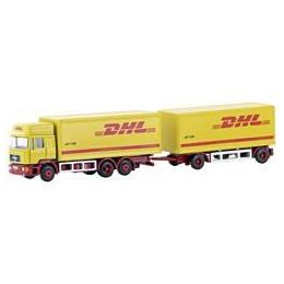 Minis by Lemke LC4607 N LKW Modell MAN F90 3-achs Koffer-H&auml;ngerzug DHL