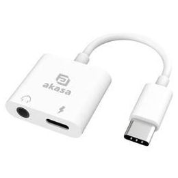 Akasa USB-C&reg;, Audio Adapter mit Ladebuchse [1x USB-C&reg; - 1x Kopfh&ouml;rer (3.5 mm Klinke), USB-C&reg; Buchse (Power Delivery)] AK-CBCA30-08WH