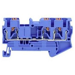 TRU COMPONENTS TC-JPT2.5-TW Blue Durchgangsklemme 5.2 mm Schnellanschluss Polzahl: 3 0.2 mm&sup2; 2.5 mm&sup2; Blau 1 St.