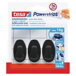 tesa Black Hooks S Powerstrips Klebehaken Small Oval (B x H) 14 mm x 34 mm Schwarz Inhalt: 3 St.