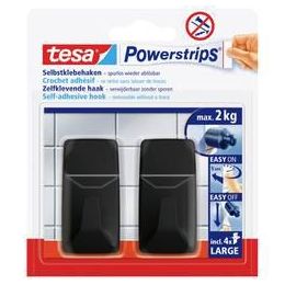 tesa Black Hooks L Powerstrips Klebehaken Large Eckig (B x H) 20 mm x 50 mm Schwarz Inhalt: 2 St.