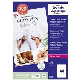 Avery-Zweckform Premium Laser Papier hochgl&auml;nzend 2798 Laser Druckerpapier DIN A4 200 g/m&sup2; 100 Blatt Wei&szlig;