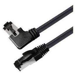 Maxtrack TI51-1L RJ45 Netzwerkkabel, Patchkabel CAT 8.1 S/FTP 1 m Schwarz 90&deg; nach rechts gewinkelt, Einzelschirm 1 St.