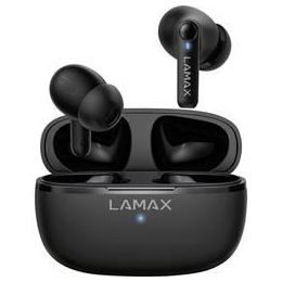Lamax Clips1 Play In Ear Headset Bluetooth&reg; Stereo Schwarz Batterieladeanzeige, Ladecase, Lautst&auml;rkeregelung, Schwei&szlig;resistent, Touch-Steuerung, Wasserabweisend