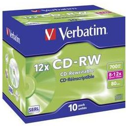 Verbatim 43148 CD-RW Rohling 700 MB 10 St. Jewelcase Wiederbeschreibbar