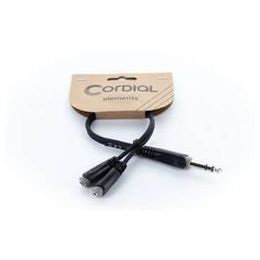 Cordial 14886 Klinke Audio Y-Adapter [1x Klinkenstecker 6.3 mm (stereo) - 2x Klinkenbuchse 3.5 mm] 0.30 m Schwarz PVC-Mantel, Zwillingsleitung
