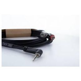 Cordial 14859 Klinke / Cinch Audio Y-Adapter [1x Klinkenstecker 3.5 mm - 2x Cinch-Stecker] 1.50 m Schwarz PVC-Mantel, Zwillingsleitung