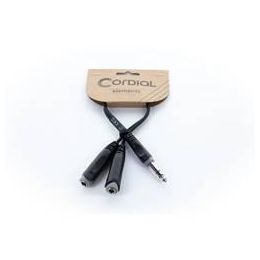 Cordial 14882 Klinke Audio Y-Adapter [1x Klinkenstecker 6.3 mm (stereo) - 2x Klinkenbuchse 6.3 mm (stereo)] 0.30 m Schwarz PVC-Mantel, Zwillingsleitung