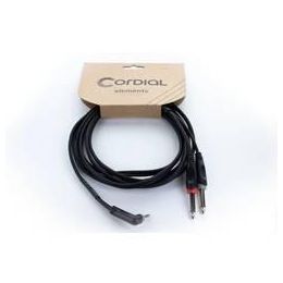 Cordial 14869 Klinke Audio Y-Adapter [1x Klinkenstecker 3.5 mm - 2x Klinkenstecker 6.3 mm (mono)] 5 m Schwarz PVC-Mantel, Zwillingsleitung