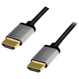 LogiLink HDMI AV Anschlusskabel [1x HDMI-Stecker - 1x HDMI-Stecker] 2 m Schwarz-Grau