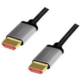 LogiLink HDMI AV Anschlusskabel [1x HDMI-Stecker - 1x HDMI-Stecker] 1 m Schwarz-Grau