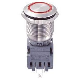 TRU COMPONENTS 701930 LAS1-BGQ-11ZE/R/12V Vandalismusgesch&uuml;tzter Druckschalter 250 V/AC 5 A 1 x Aus/Ein rastend Rot IP67 1 St.