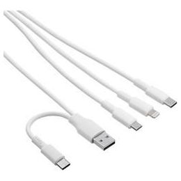 Akyga USB-Kabel USB-C&reg; Stecker, USB-A Stecker, Apple Lightning Stecker, USB-Micro-B Stecker 1.20 m Wei&szlig; AK-USB-52