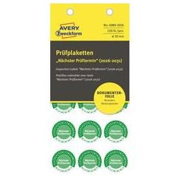 Avery-Zweckform 6989-2026 Pr&uuml;fplakette Gr&uuml;n Folie selbstklebend (&Oslash;) 20 mm 20 mm 120 St.
