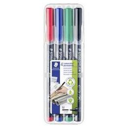 Staedtler Lumocolor permanent M DRY SAFE 317 WP4 Permanentmarker Rot, Blau, Gr&uuml;n, Schwarz wasserfest: Ja