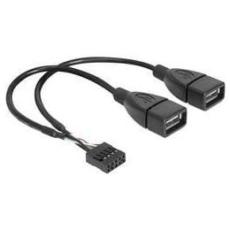 Delock USB-Kabel USB 2.0 Pfostenstecker 8pol., USB-A Buchse 0.20 m Schwarz UL-zertifiziert 83292